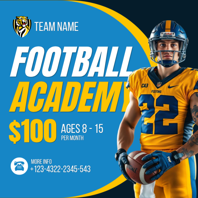 Blue Professional Football Instagram Post Template | PosterMyWall