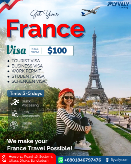 Blue Professional France Visa Processing Ads Template Instagram ...