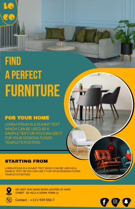 Blue Professional Furniture Tabloid Template | PosterMyWall