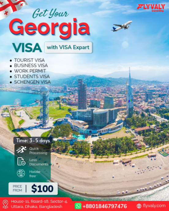 Blue Professional Georgia Visa Processing Ads Design Tempalte Instagram ...