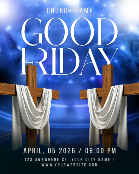 Blue Professional Good Friday Church Event Instagram Portrait Template ...