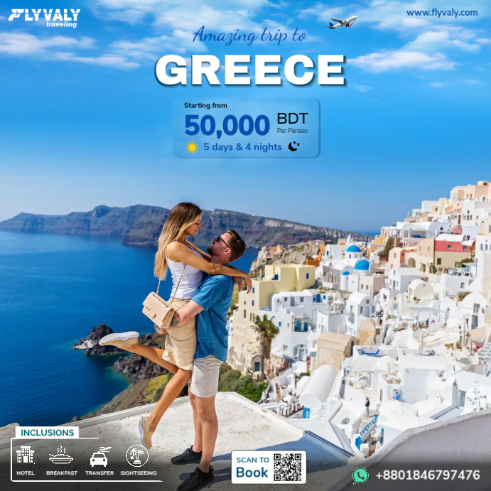 Plantilla de Blue Professional Greece Tour Package Ads Design Template ...