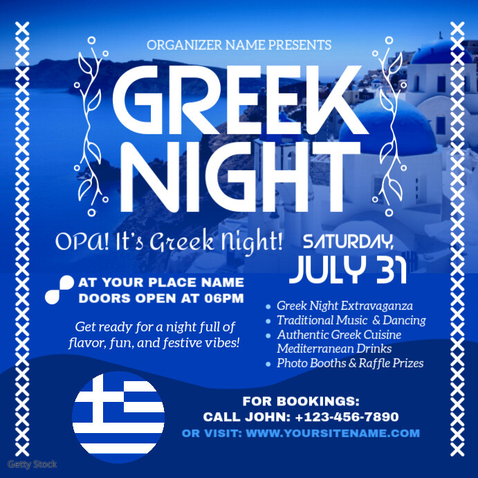 Blue Professional Greek Night Instagram Post Templat | PosterMyWall