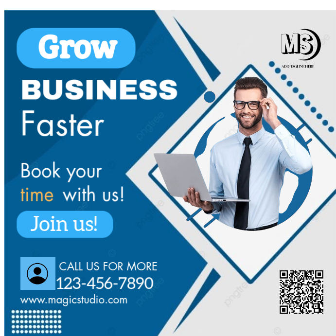 Blue Professional Grow Business Faster Instagram Post Template ...