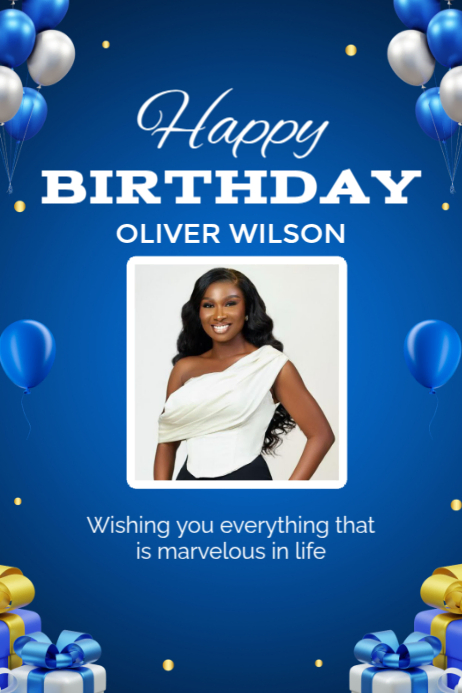 Blue Professional Happy Birthday Poster Template | PosterMyWall
