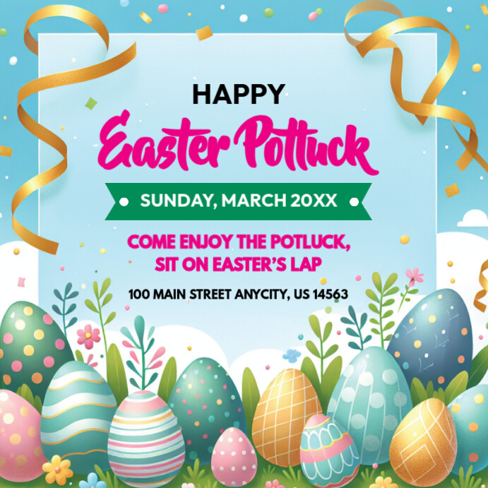 Plantilla de Blue Professional Happy Easter Potluck Ad Template ...