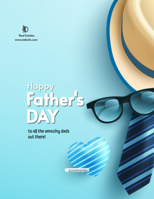 Blue Professional Happy Father's Day Flyer (us Letter) Template ...