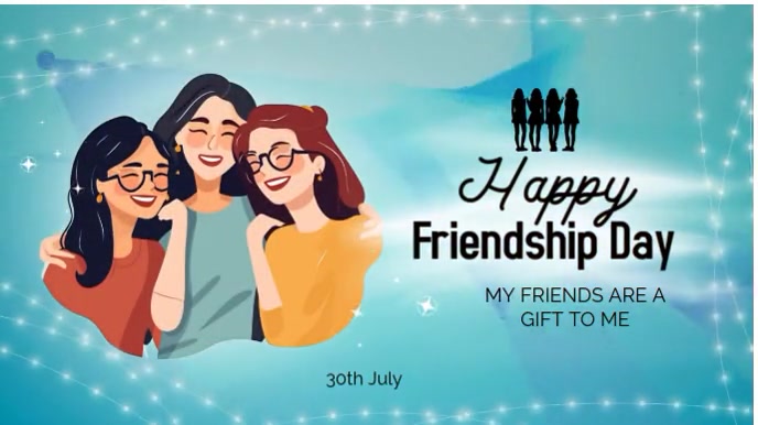 Blue Professional Happy Friendship Day Video Digital Display (16:9 ...
