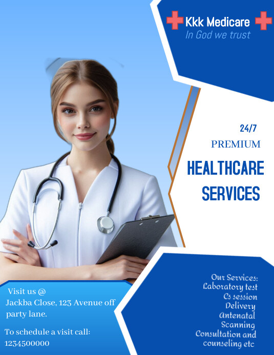 Plantilla de Blue Professional Health Care Services Flyer | PosterMyWall