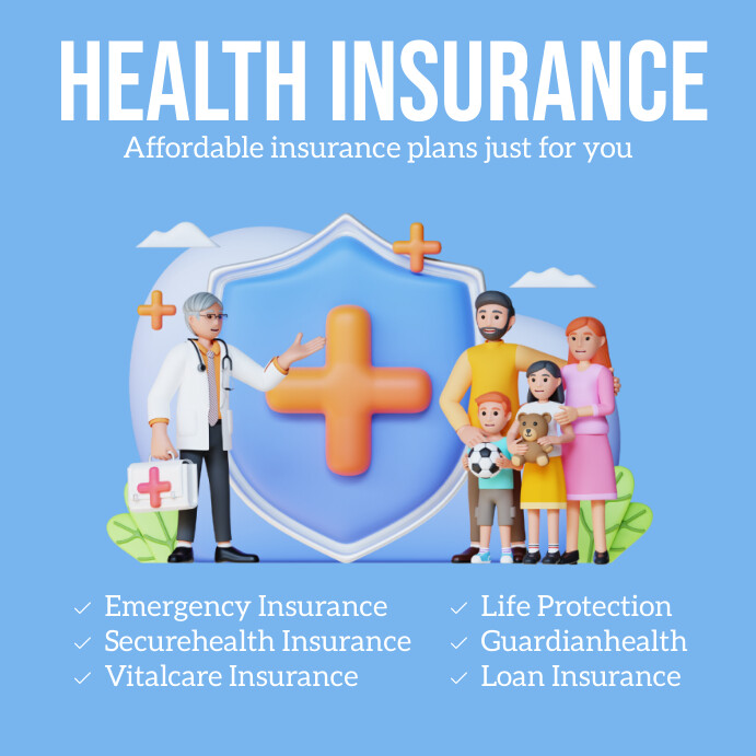 Blue Professional Health Insurance Instagram Template | PosterMyWall