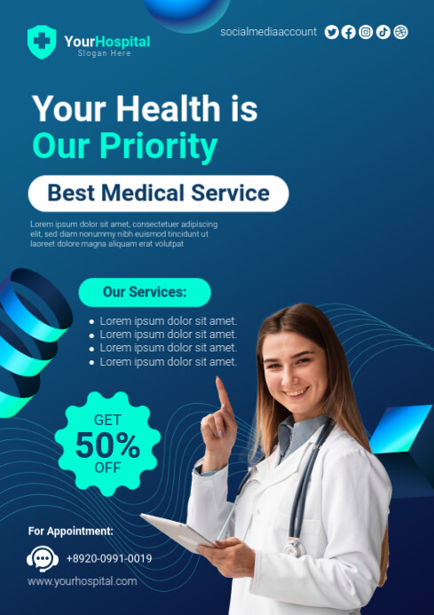 Blue Professional Healthcare Professional Services Poster Flyer A4 ...