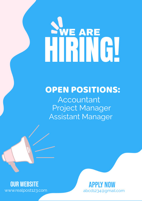 Copy of Blue Professional Hiring 1 Poster For Uoy New | PosterMyWall