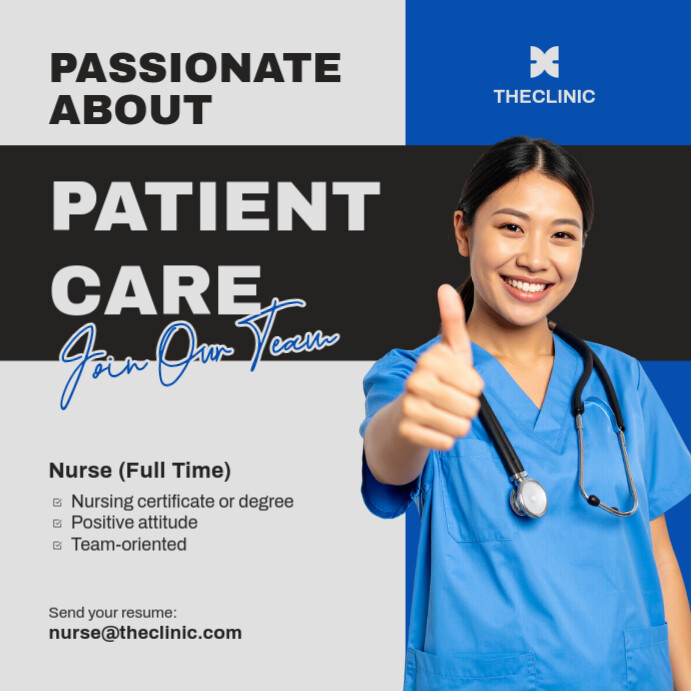 Plantilla de Blue Professional Hiring Nurse Instagram Post | PosterMyWall