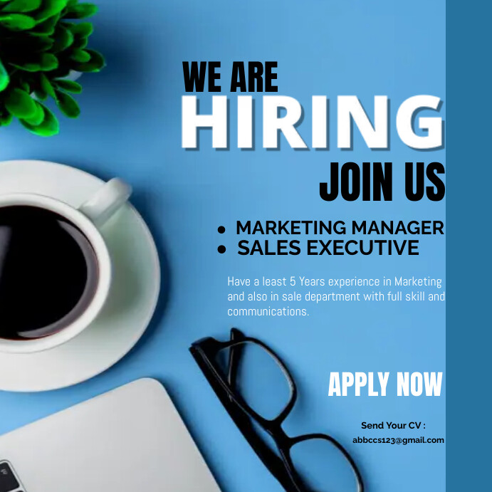 Blue Professional Hiring Post 2024 Newstyle I Templat | PosterMyWall