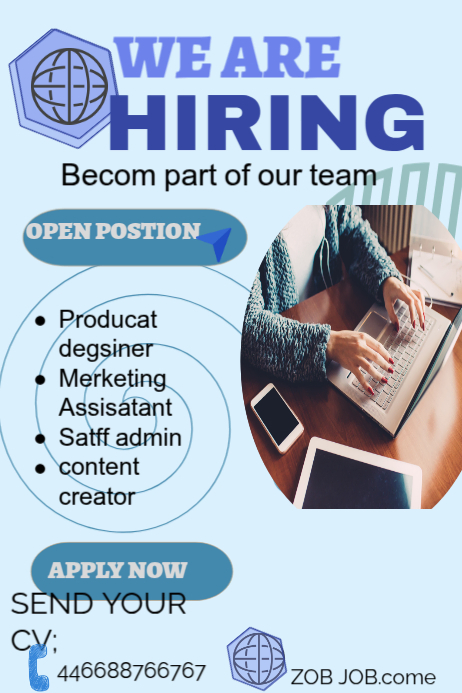 Blue Professional Hiring Poster For Job Poster Templat | PosterMyWall