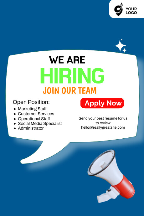 Blue Professional Hiring Tumblr Graphic Template | PosterMyWall