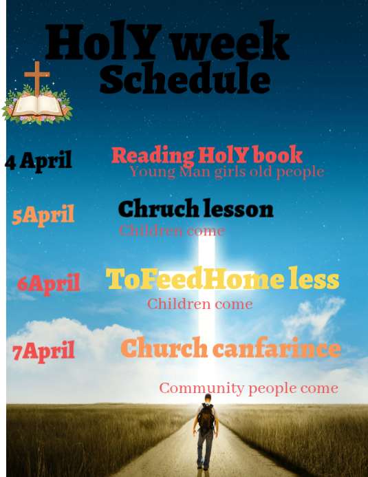 Blue Professional Holy Week Schedule Flyer Template | PosterMyWall
