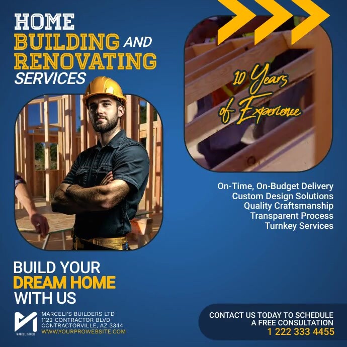 Copy of Blue Professional Home Builders Square (1:1) | PosterMyWall