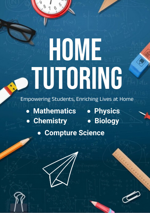 Plantilla de Blue Professional Home Tutoring A4 | PosterMyWall