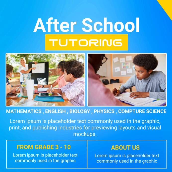 Blue Professional Home Tutoring Instagram Pos Template | PosterMyWall