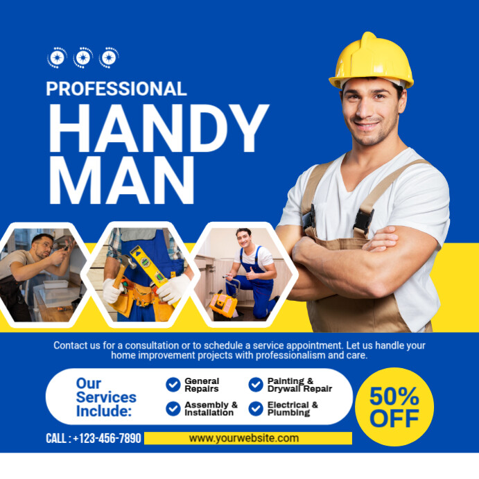 Blue Professional House Maintenance Instagram Post Template | PosterMyWall