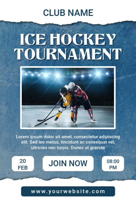 Blue Professional Ice Hockey Tournament Poster Template | PosterMyWall