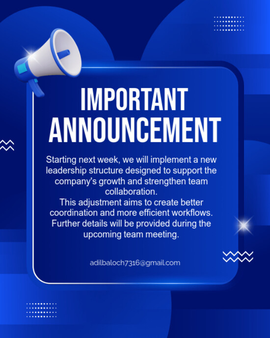Copy of Blue Professional Important Announcement Instagram Portrait ...