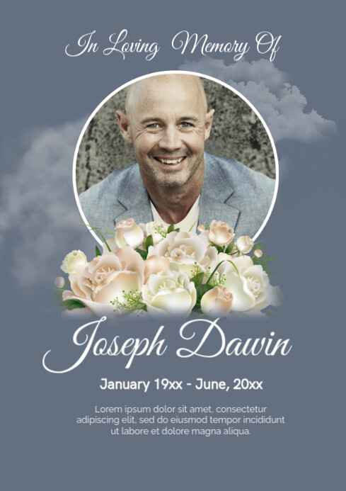 Copy of Blue Professional In Loving Memory Funeral Template A4 ...