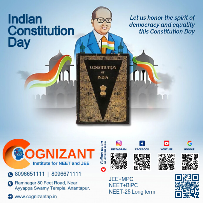 Blue Professional India Constitution Day Instagram Post Template ...