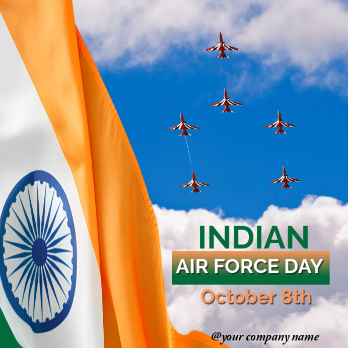 Blue Professional Indian Air Force Day Flyer Square (1:1) Template ...