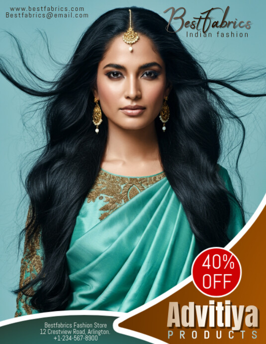 Blue Professional Indian Fashion Fabrics Flyer (us Letter) Template ...