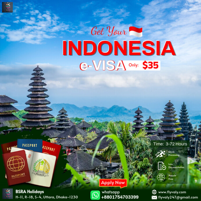 Blue Professional Indonesia E-visa Service Ads Instagram Post Template ...