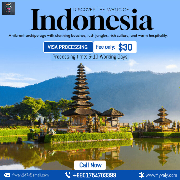Blue Professional Indonesia Visa Processing Ads Template Instagram Post ...