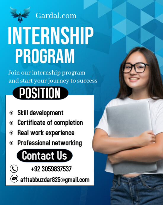 Plantilla de Blue Professional Internship Flyers Instagram Portrait ...