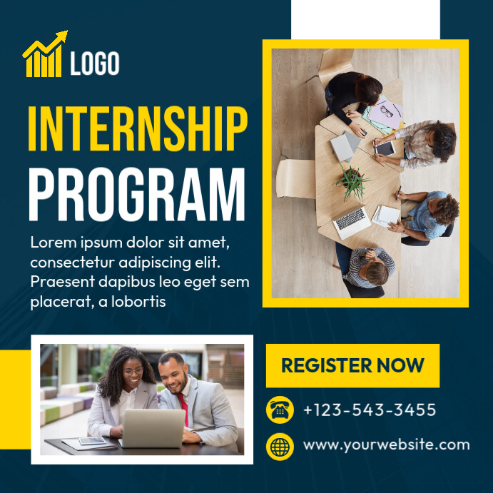 Blue Professional Internship Program Instagram Post Template | PosterMyWall