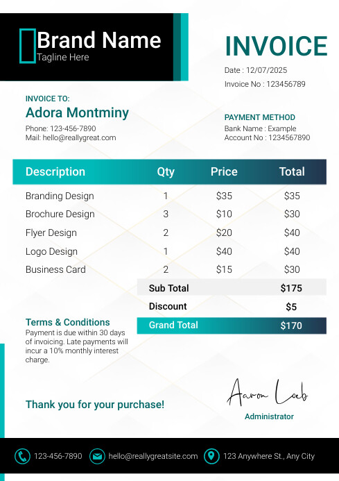 Blue Professional Invoice Design Template | PosterMyWall