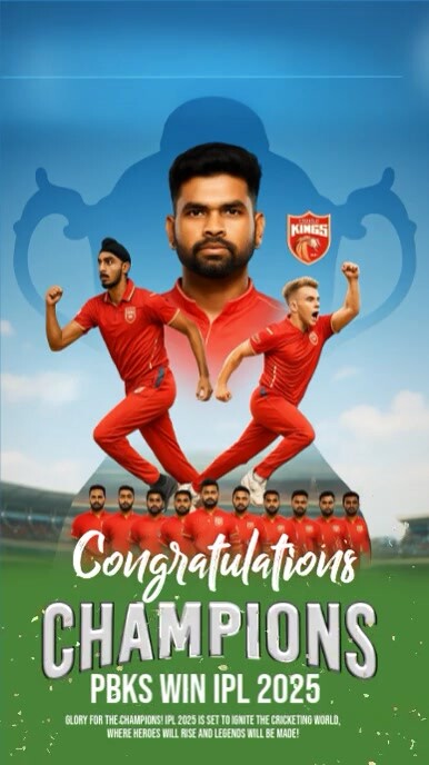 Blue Professional Ipl Champion 2025 Instagram Reel Template | PosterMyWall