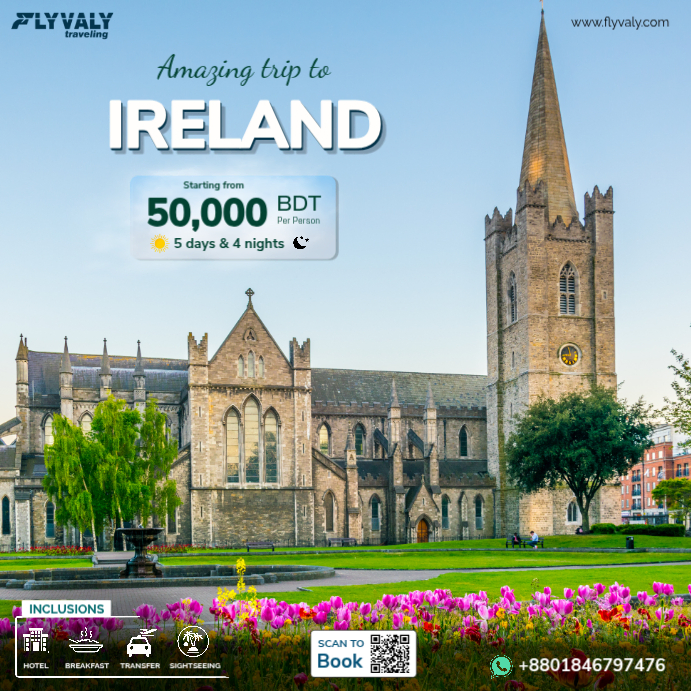 Blue Professional Ireland Tour Package Poster Template Instagram Post ...