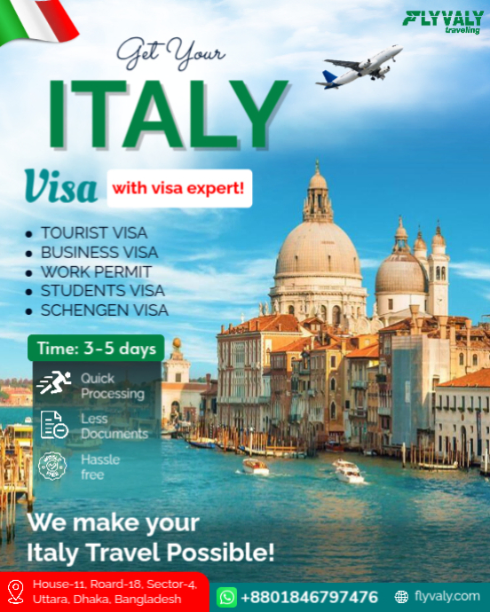 Blue Professional Italy Visa Processing Ads Design Template Instagram ...