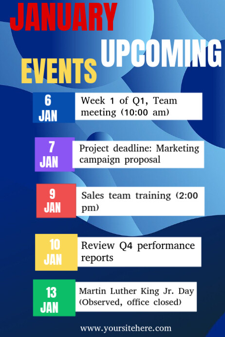 Blue Professional January Business Calendar Poster Template | PosterMyWall