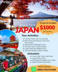 White Professional Japan Tour Package Poster Design Template Instagram ...