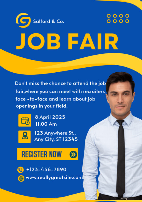 Copy of Blue Professional Job Fair Post A4 | PosterMyWall