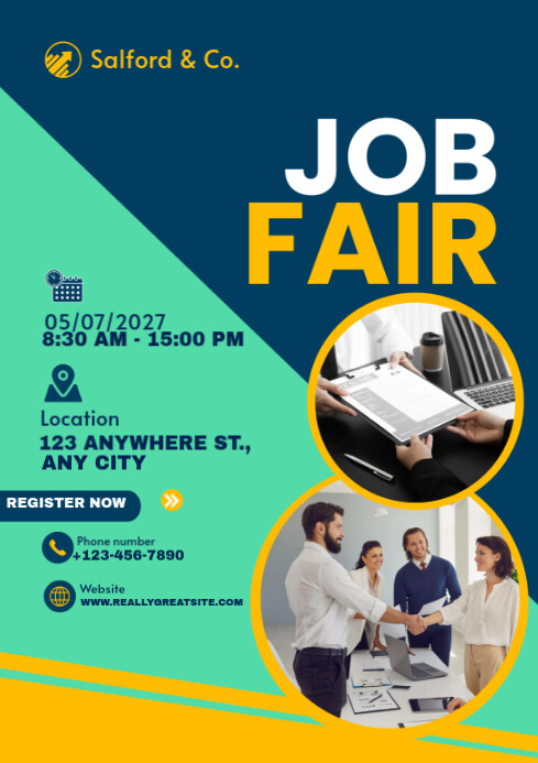 Blue Professional Job Fair Post A4 Template | PosterMyWall