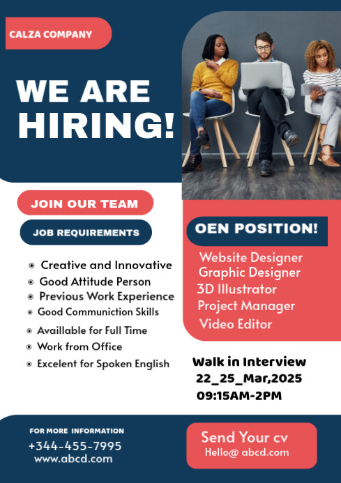 Copy of Blue Professional Job Hiring A2 | PosterMyWall