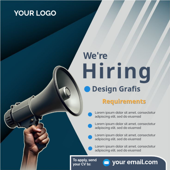 Blue Job Hiring Instagram Ad Template | PosterMyWall