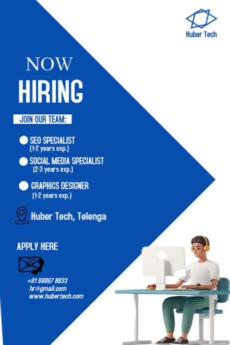 Blue Professional Job Hiring Poster Template | PosterMyWall