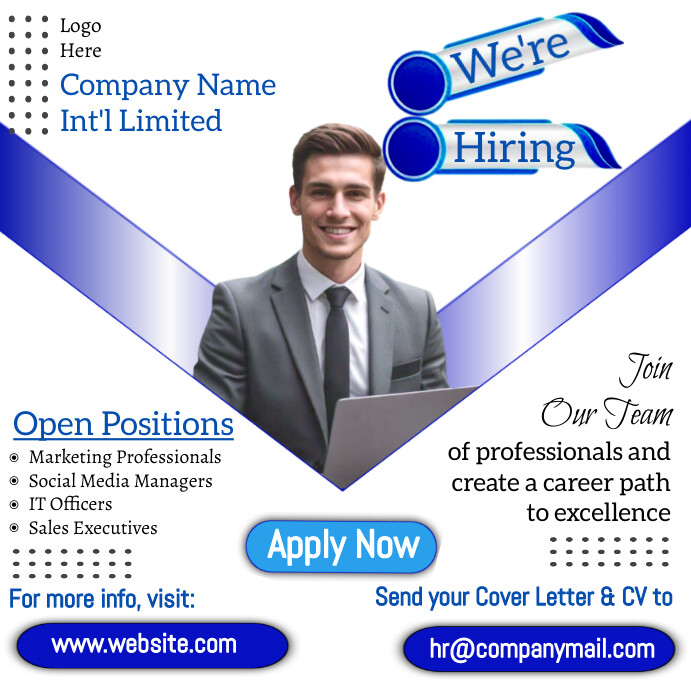 Copy of Blue Professional Job Vacancy Advertisement T | PosterMyWall