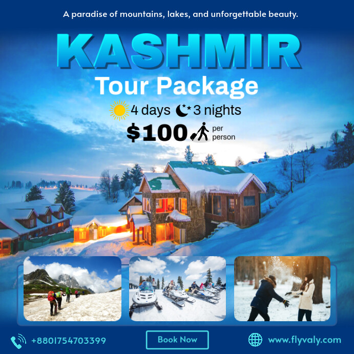 Copy of Blue Professional Kashmir Tour Packages Template Instagram Post ...