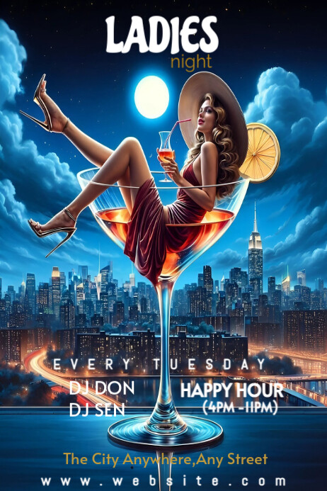 Plantilla de Blue Professional Ladies Night Party Poster | PosterMyWall