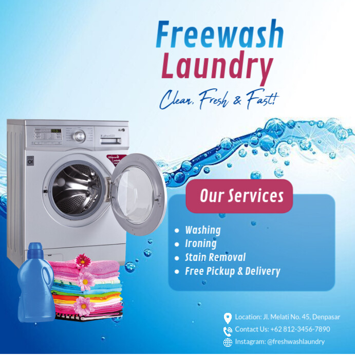 Blue Professional Laundry Instagram Post Template | PosterMyWall